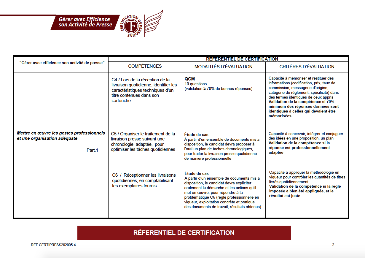 RÉFÉRENTIEL DE COMPÉTENCES ET D’ÉVALUATION | Cefomep