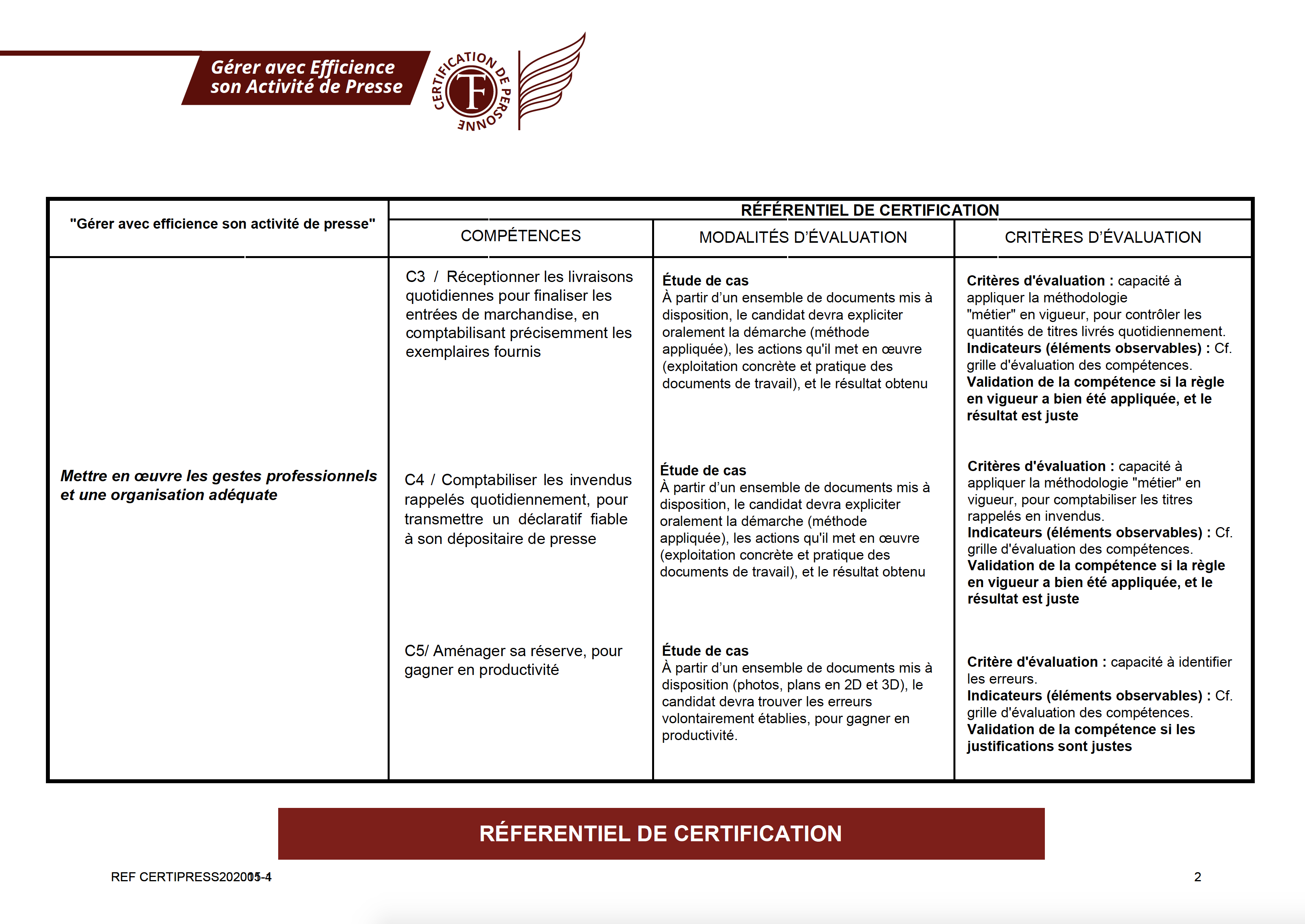 RÉFÉRENTIEL DE COMPÉTENCES ET D’ÉVALUATION | Cefomep